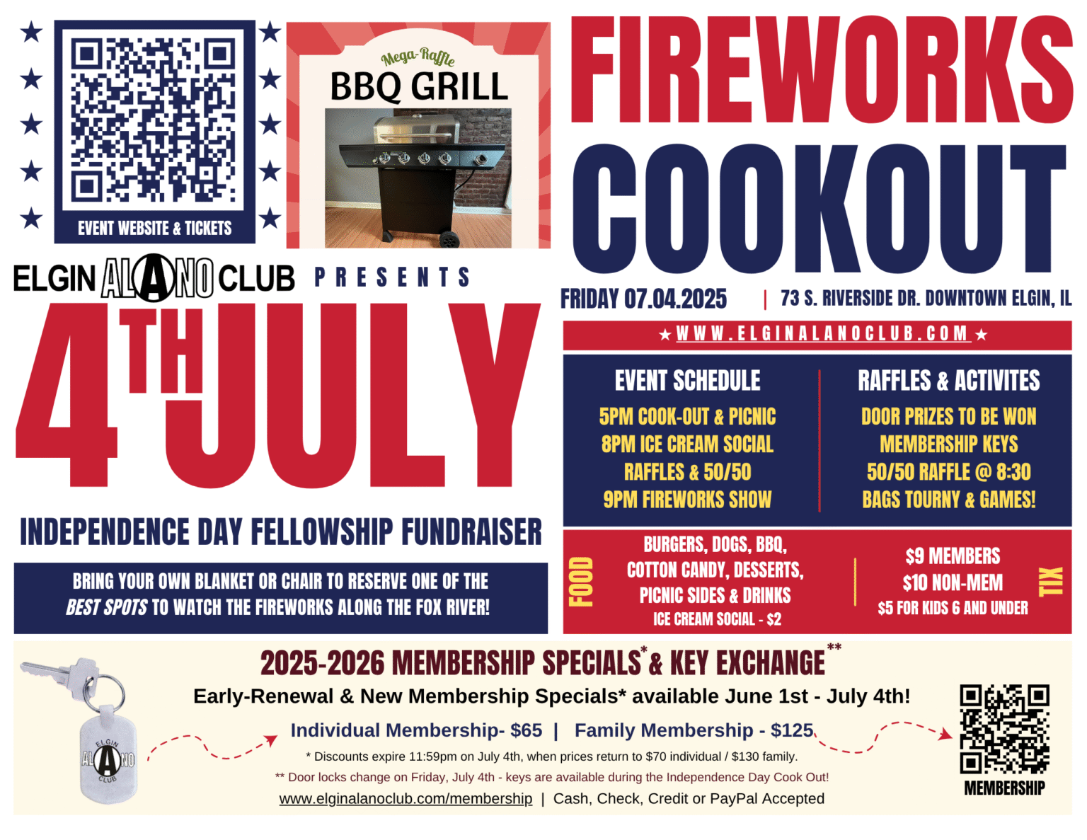 July 4th Cook-Out, Fellowship & Fireworks - Elgin Alano Club